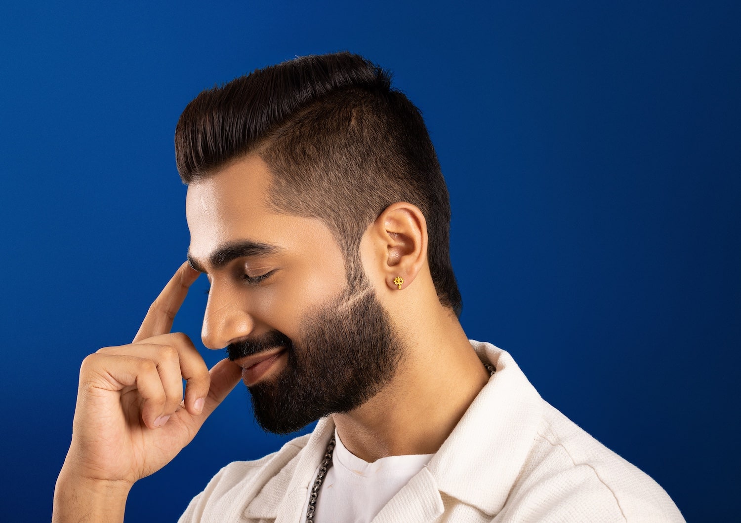 Shiva Trishul Gold Ear Stud for Men | Orionz Jewels