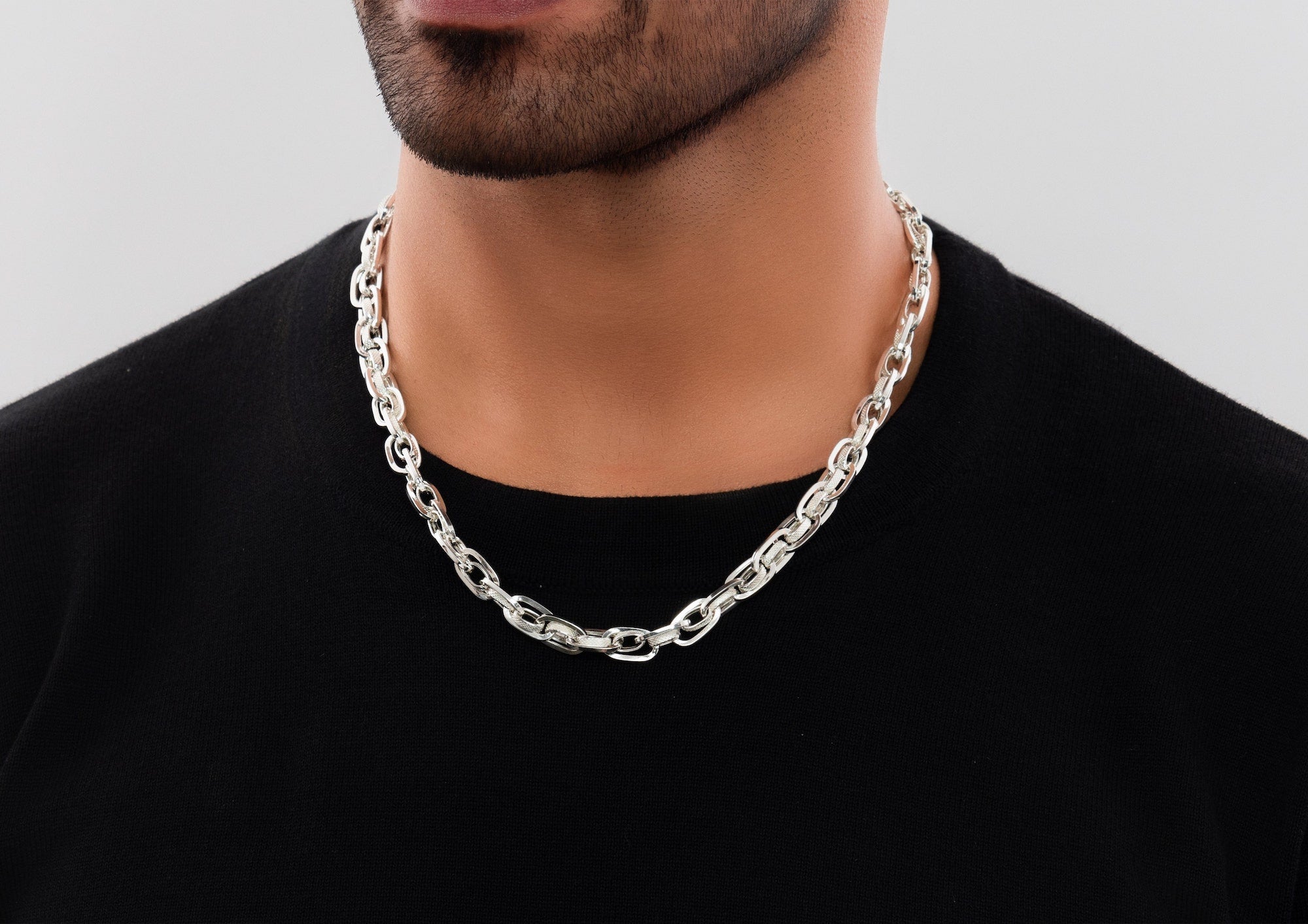Textured Dual Link 925 Silver Chain For Men | Orionz Jewels