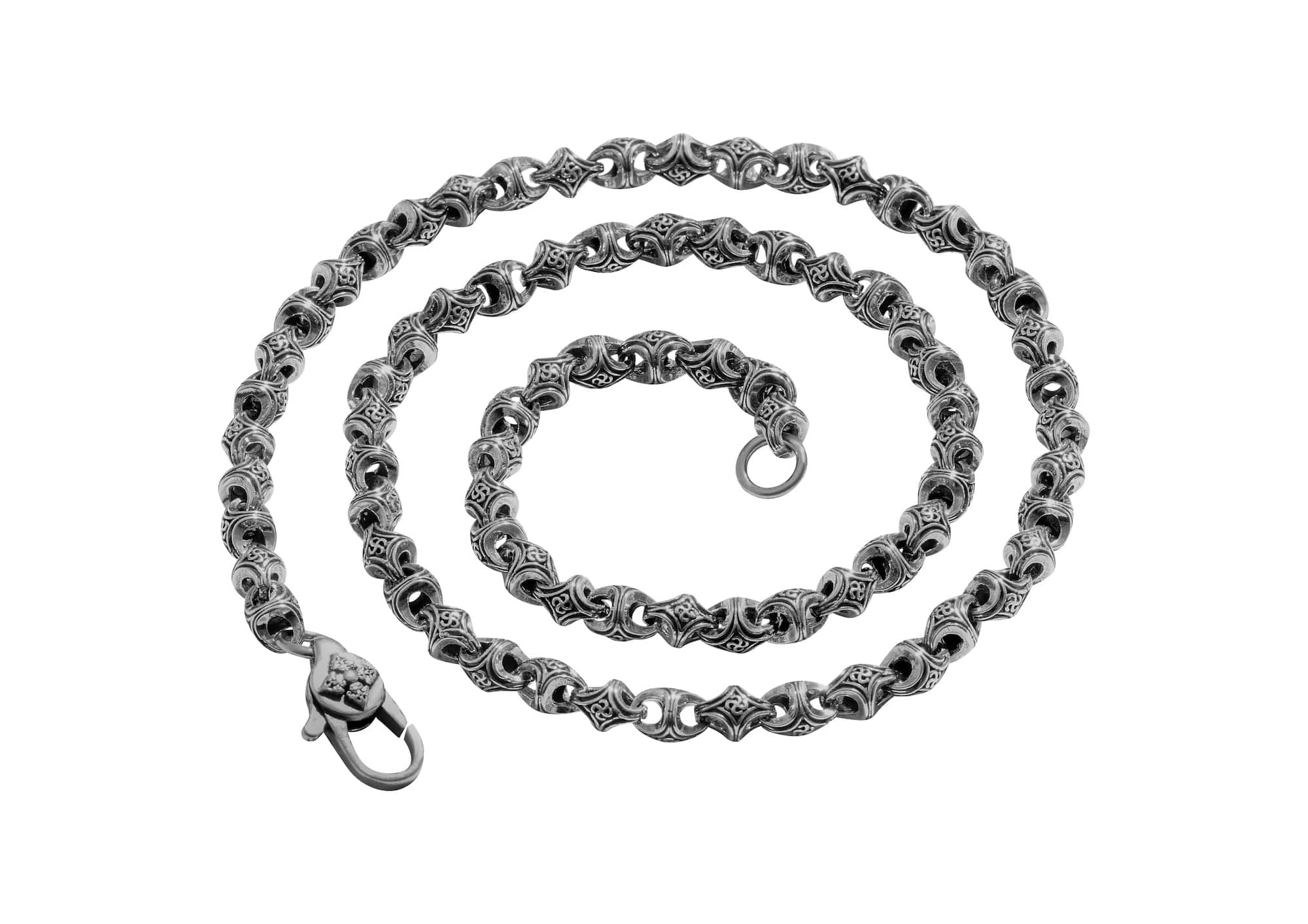 Modern Monk Oxidised Silver Chain for Men