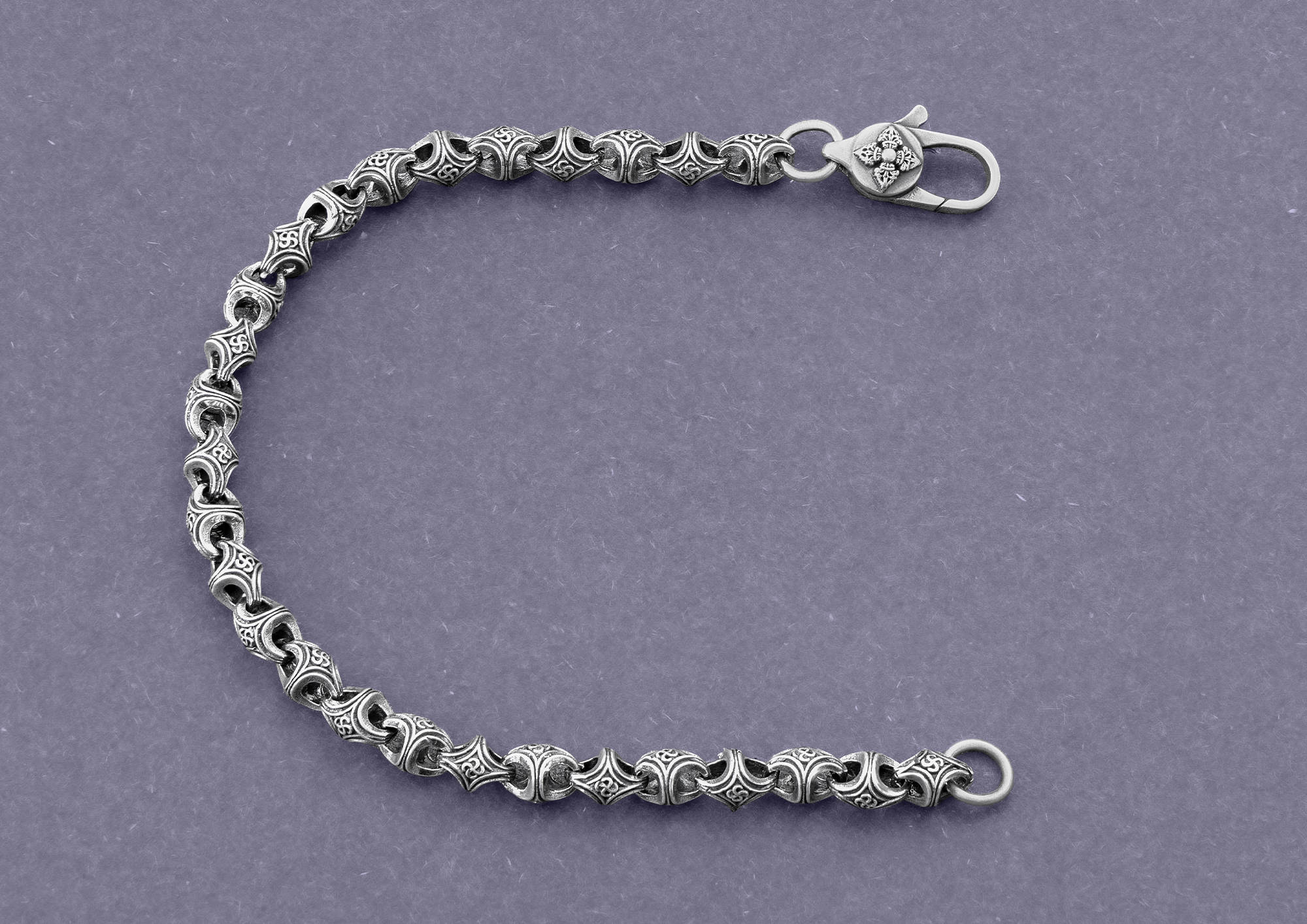 Modern Monk Oxidised Silver Bracelet for Men