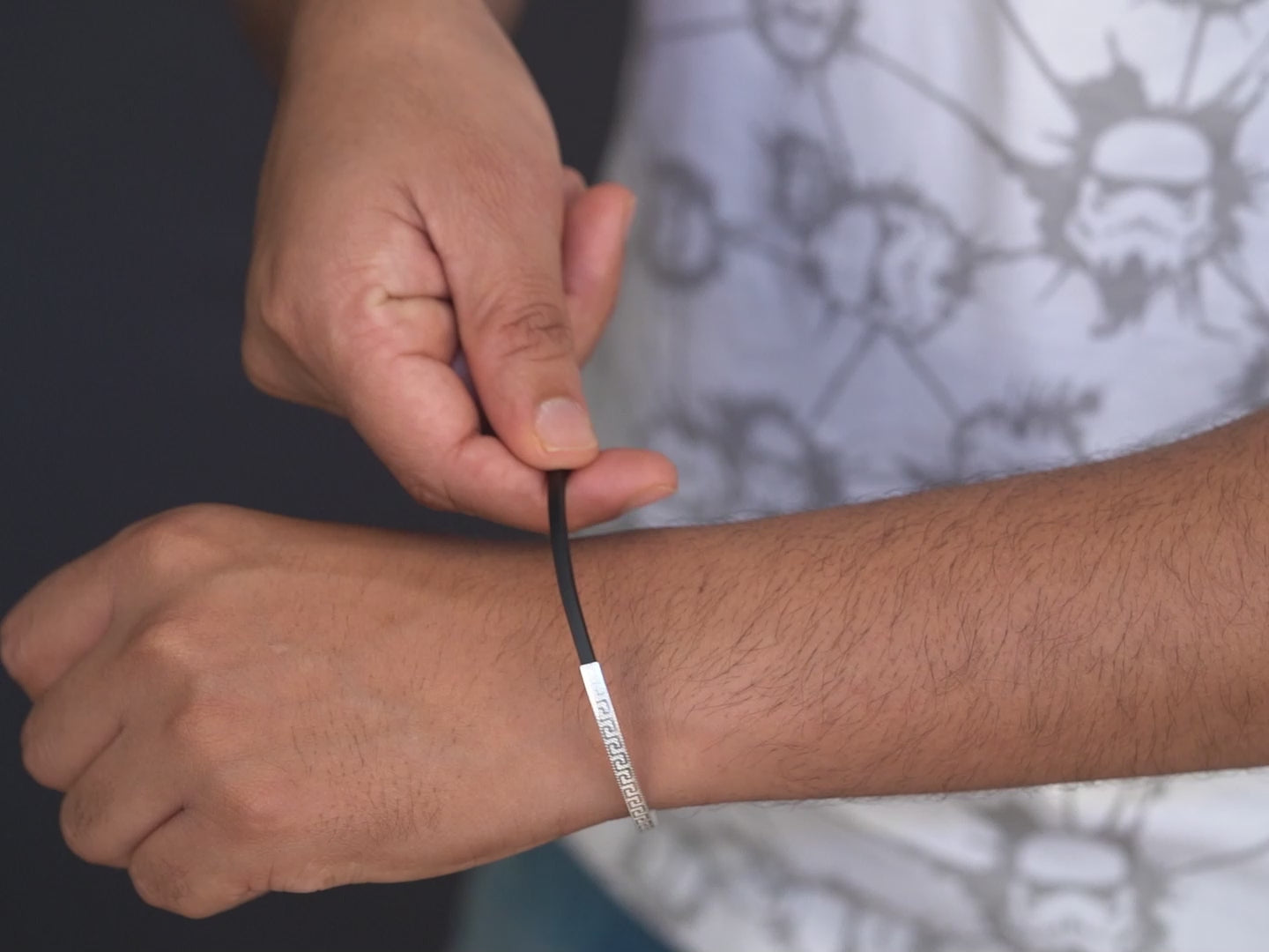 Greek Key Wrist Silver Wrist Band for Men | Orionz Jewels